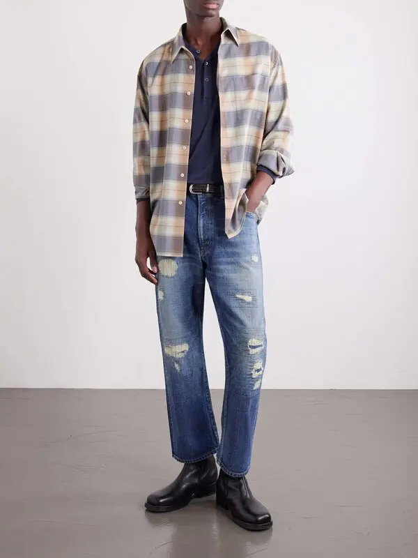 BEAMS Straight-leg Distressed Jeans