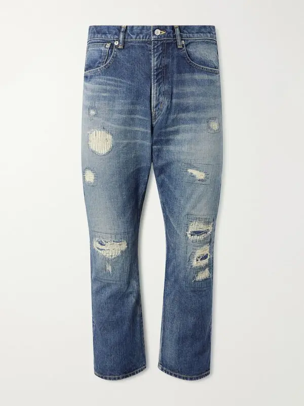 BEAMS Straight-leg Distressed Jeans