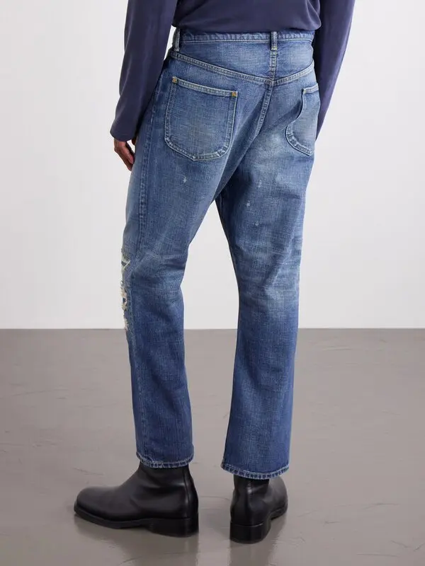 BEAMS Straight-leg Distressed Jeans