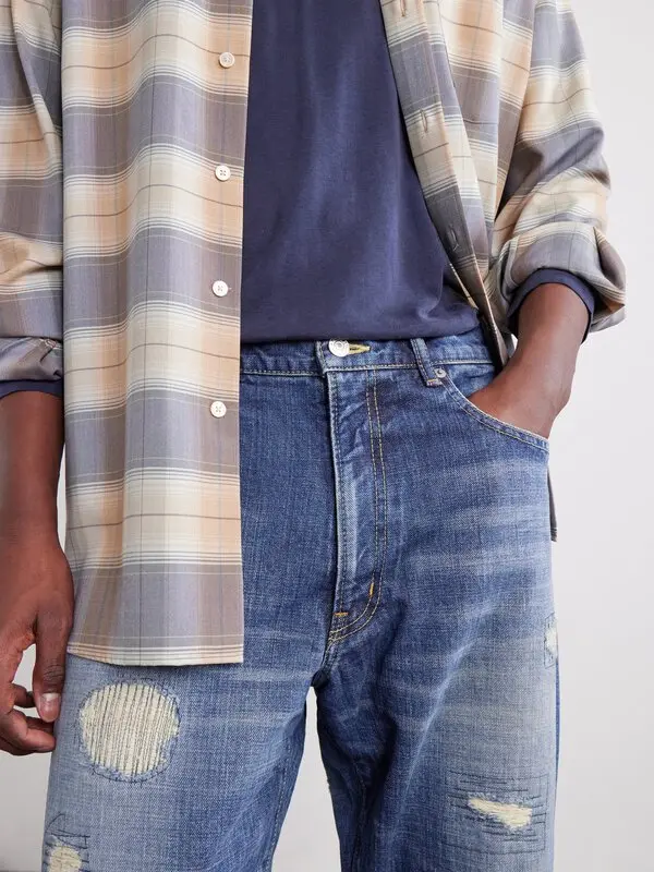 BEAMS Straight-leg Distressed Jeans