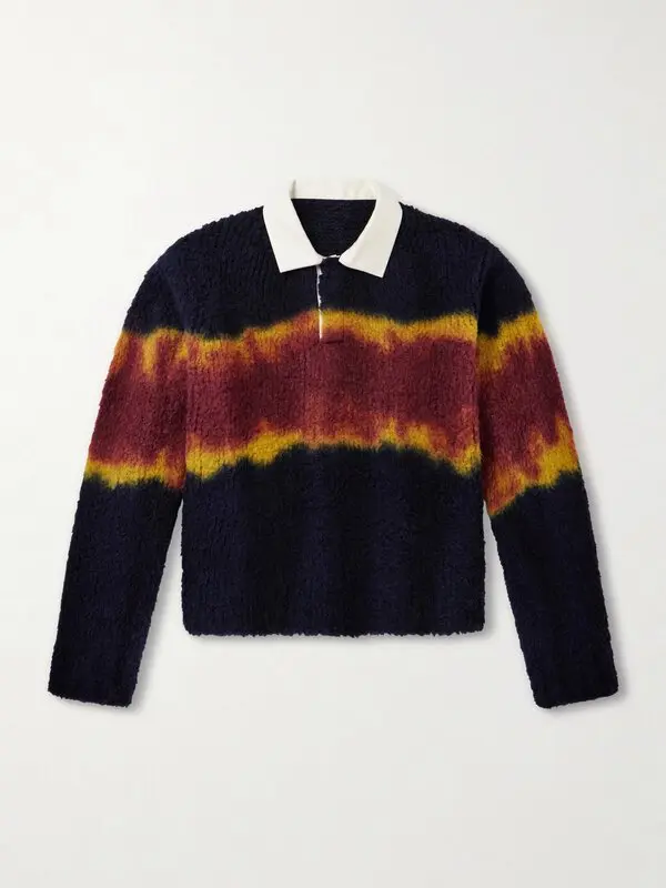 Sacai Tie-dye Wool-blend Polo Sweater - Blue