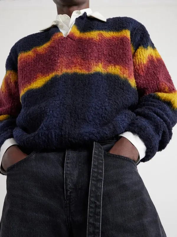 Sacai Tie-dye Wool-blend Polo Sweater - Blue
