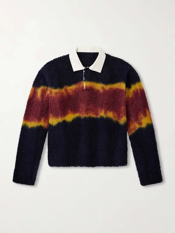 Sacai Chusen-dyed Wool-blend Polo Sweater