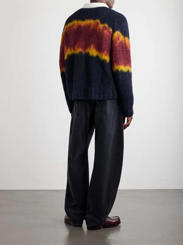 Sacai Chusen-dyed Wool-blend Polo Sweater