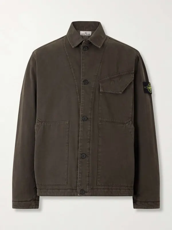 Stone Island Garment-dyed Panama Cotton-canvas Jacket - Gray