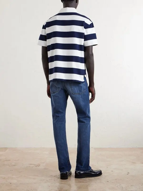 Givenchy Logo-embroidered Striped Cotton Polo Shirt - Blue