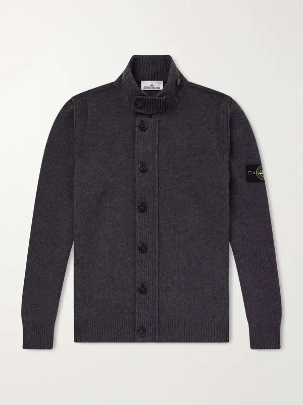 Stone Island Virgin Wool-blend Button-down Cardigan