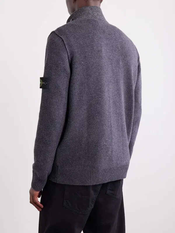 Stone Island Virgin Wool-blend Button-down Cardigan