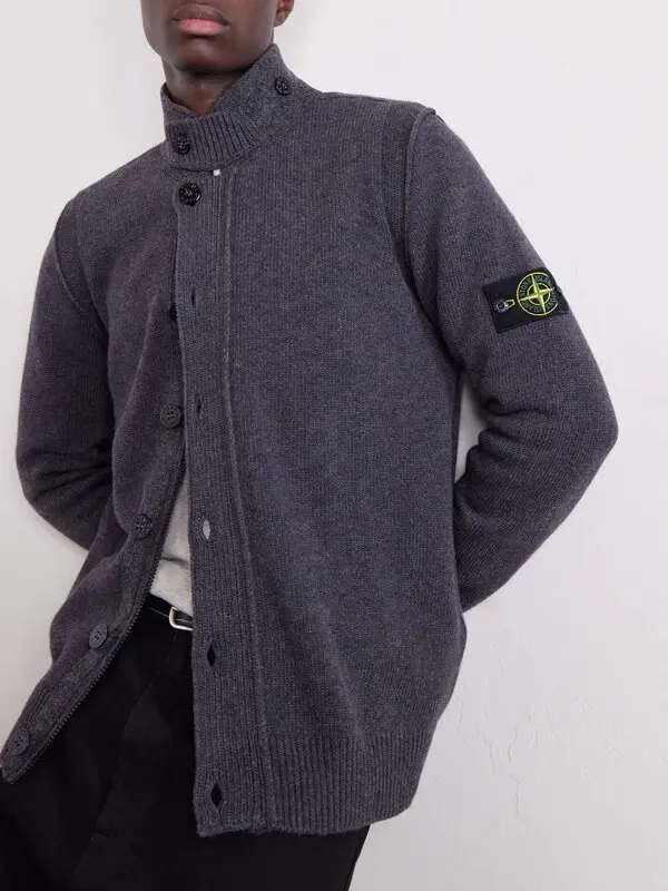 Stone Island Virgin Wool-blend Button-down Cardigan