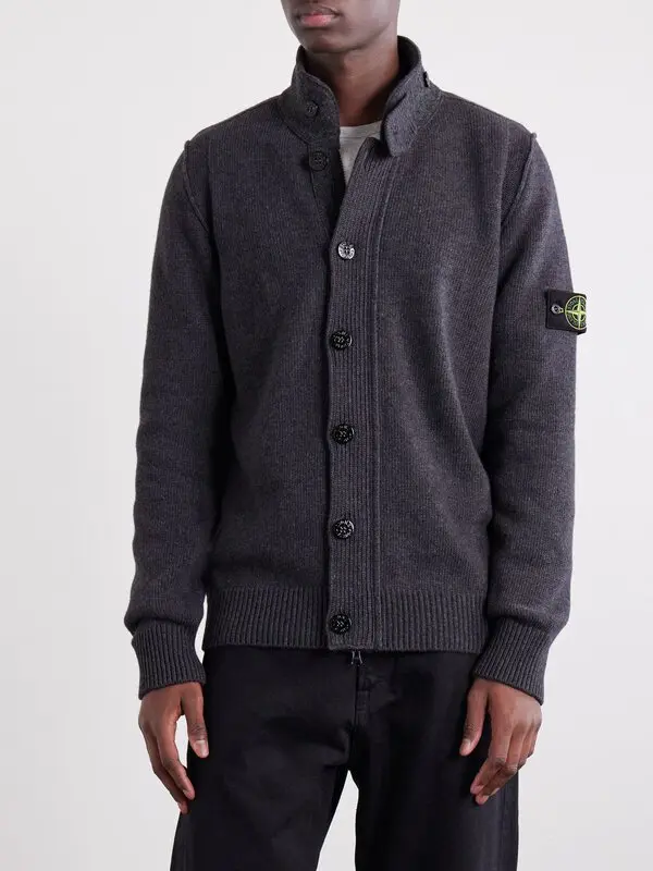 Stone Island Virgin Wool-blend Button-down Cardigan