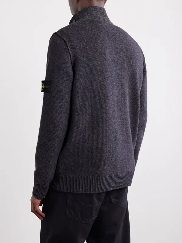 Stone Island Virgin Wool-blend Button-down Cardigan