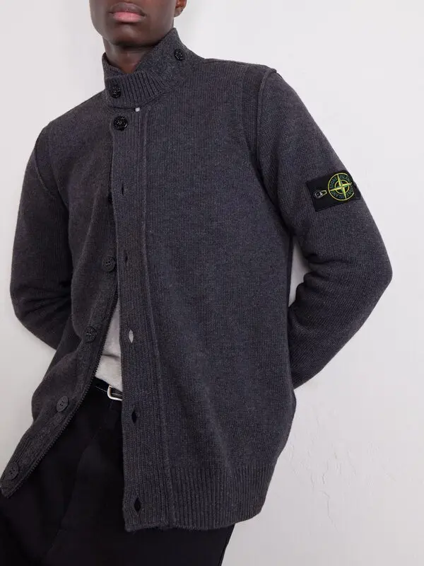 Stone Island Virgin Wool-blend Button-down Cardigan