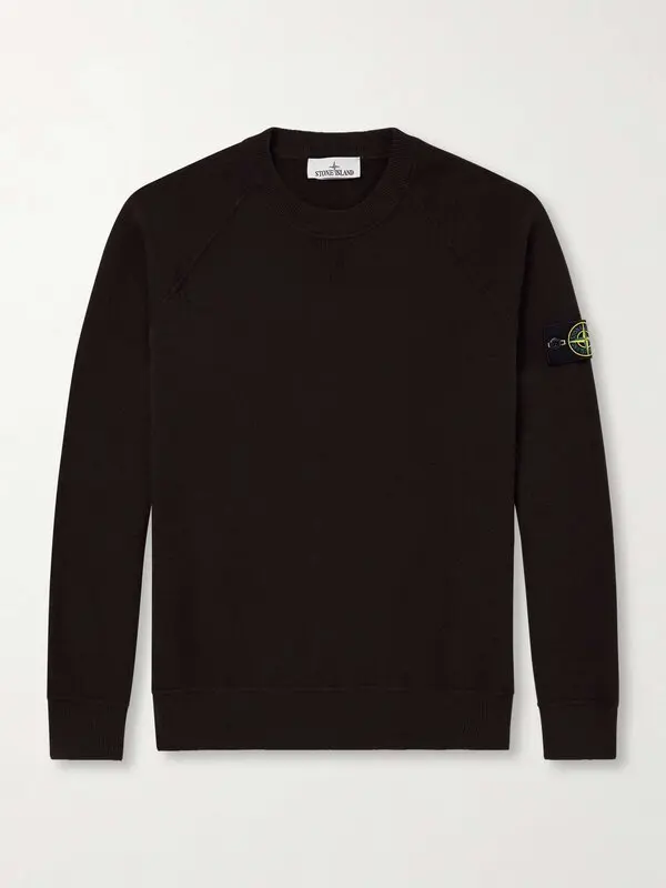 Stone Island Virgin Wool-blend Sweatshirt - Dark Brown