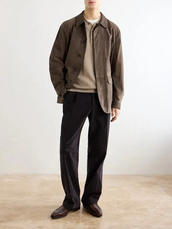 Brioni Woven Cotton, Cashmere And Silk-blend Polo Sweater