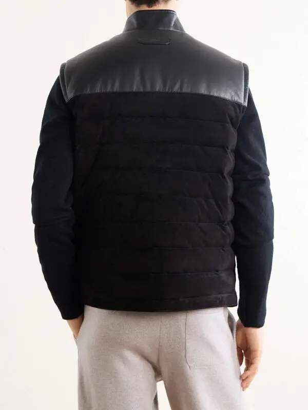 Brioni Leather-trimmed Suede Gilet