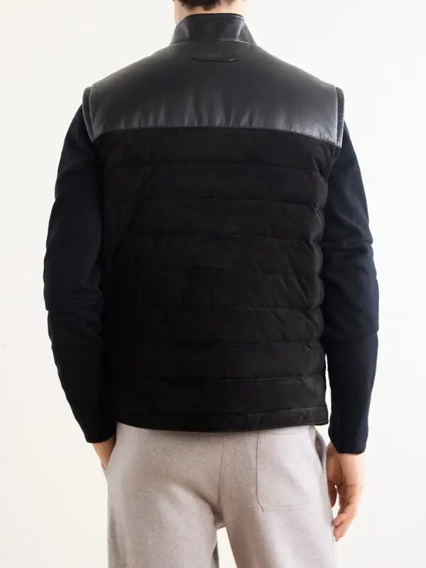 Brioni Leather-trimmed Suede Gilet