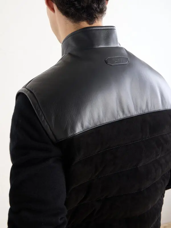 Brioni Leather-trimmed Suede Gilet