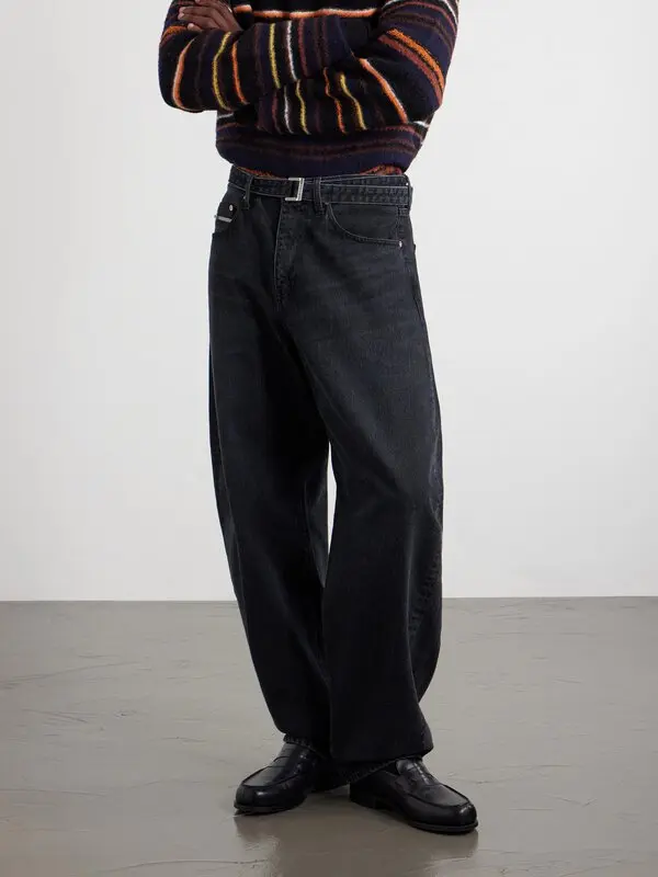Sacai Belted Wide-leg Tapered Jeans