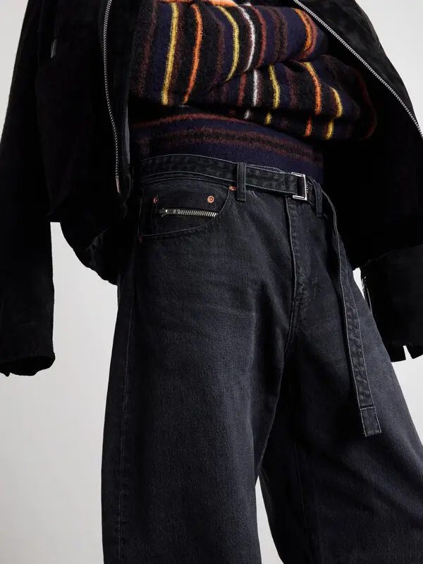 Sacai Belted Wide-leg Tapered Jeans