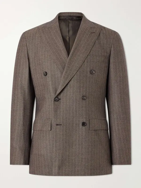 Brioni Plume Herringbone Wool Suit Jacket - Gray