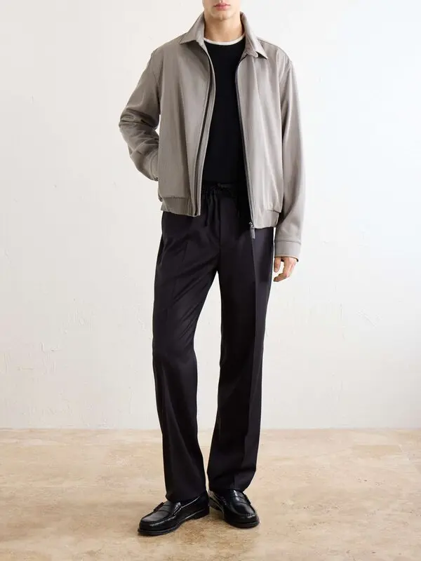 Brioni Leather-trimmed Wool-twill Blouson Jacket