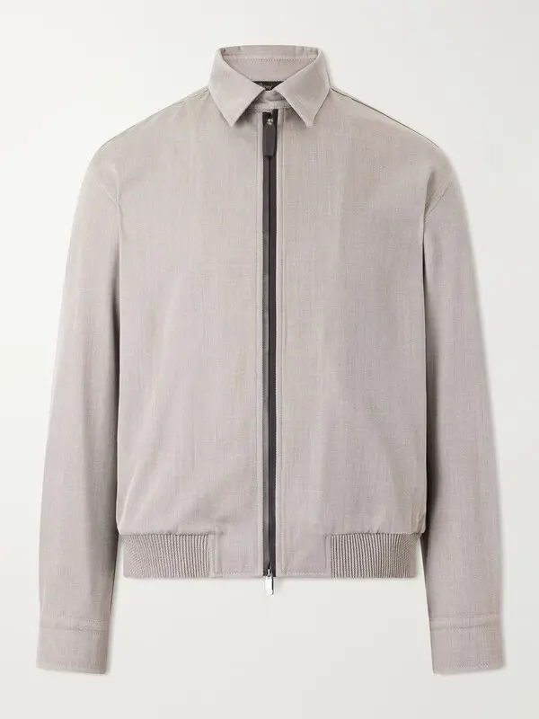 Brioni Leather-trimmed Wool-twill Blouson Jacket