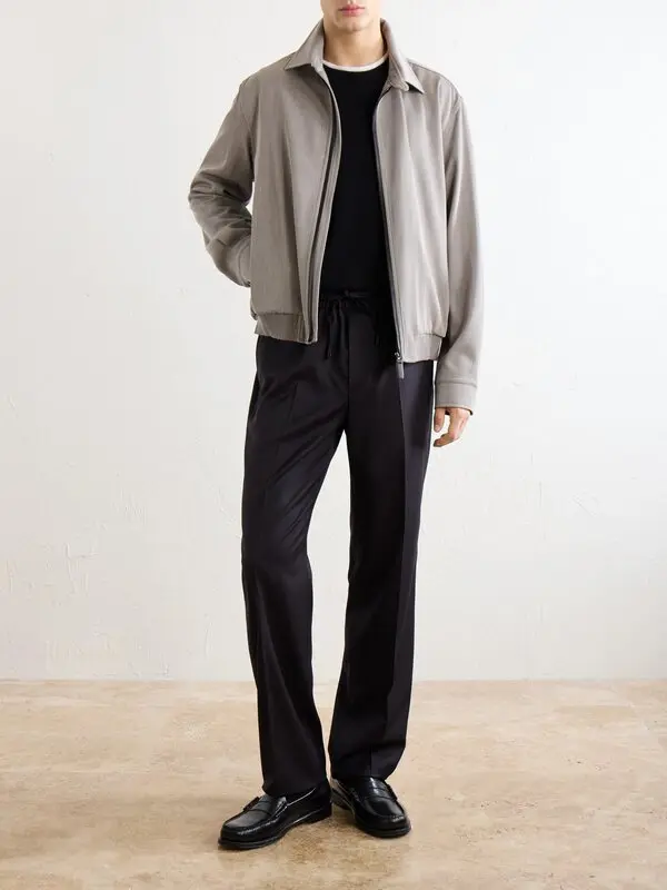 Brioni Leather-trimmed Wool-twill Blouson Jacket