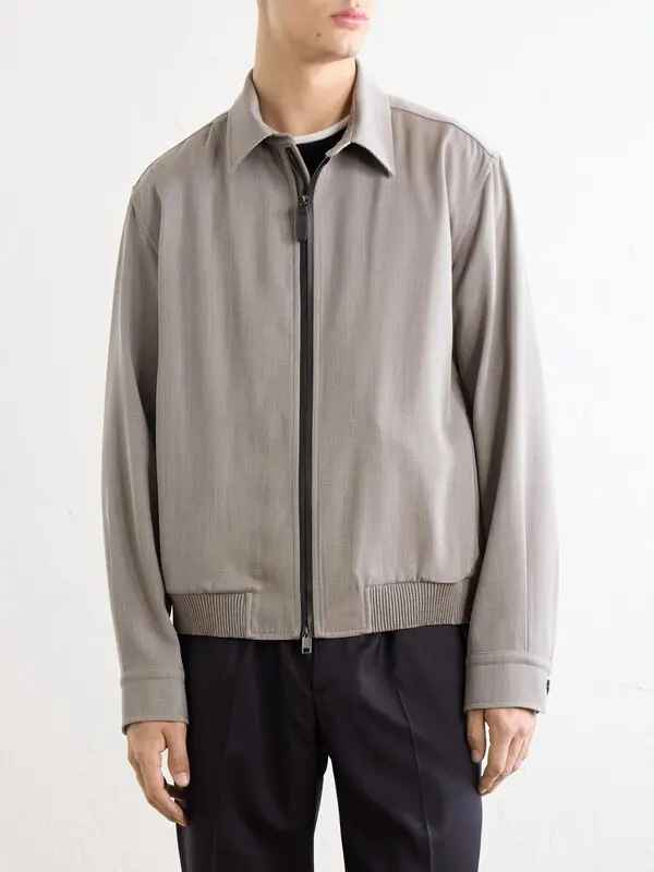 Brioni Leather-trimmed Wool-twill Blouson Jacket