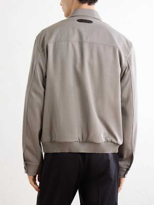 Brioni Leather-trimmed Wool-twill Blouson Jacket