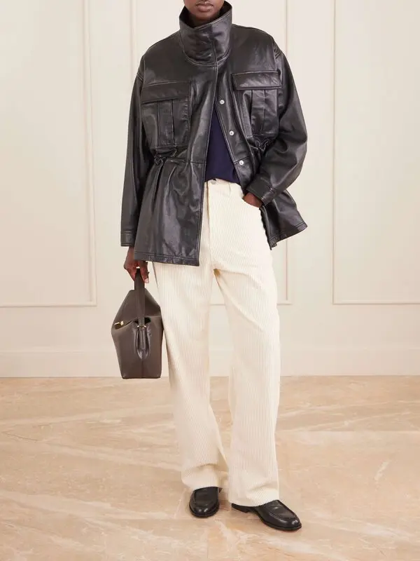 RÓHE Sculptural Gathered Leather Jacket