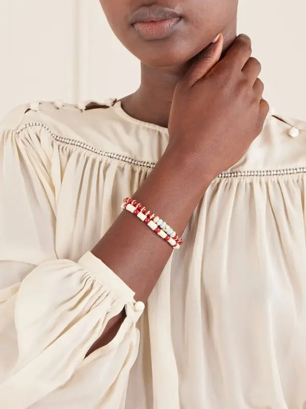 ROXANNE ASSOULIN Set Of Two Paprika Agate Beaded Bracelets