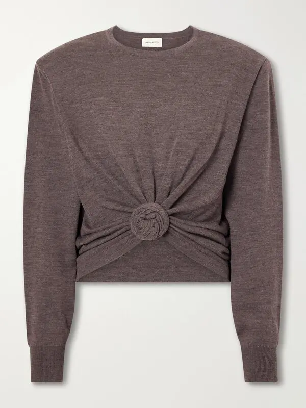 Magda Butrym Knotted Cropped Wool Sweater - Brown