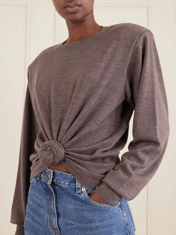 Magda Butrym Knotted Cropped Wool Sweater