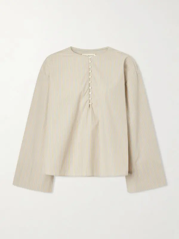 KALLMEYER Marguerite Striped Cotton-poplin Blouse - Neutrals
