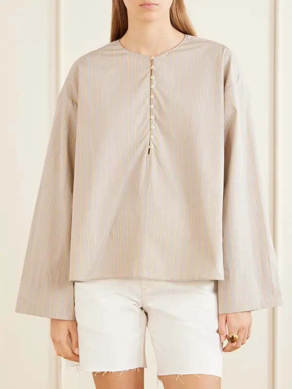 KALLMEYER Marguerite Striped Cotton-poplin Blouse - Off-white