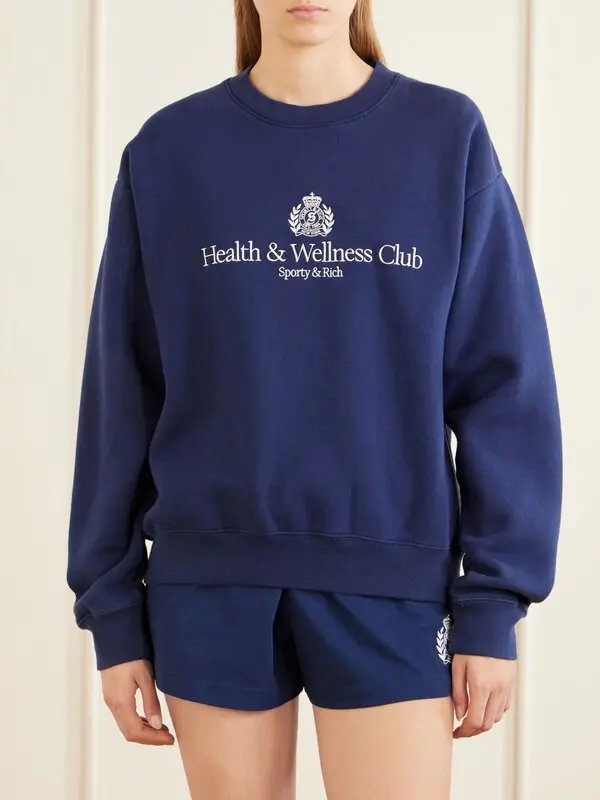 Sporty & Rich Logo-embroidered Cotton-jersey Sweatshirt