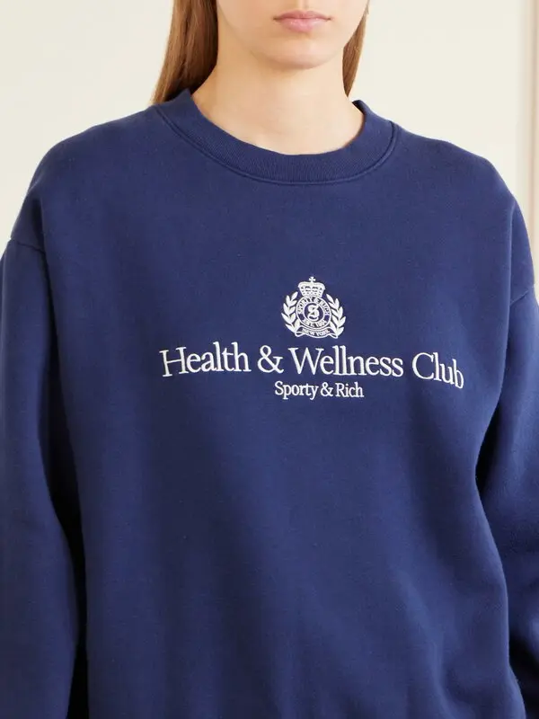 Sporty & Rich Logo-embroidered Cotton-jersey Sweatshirt