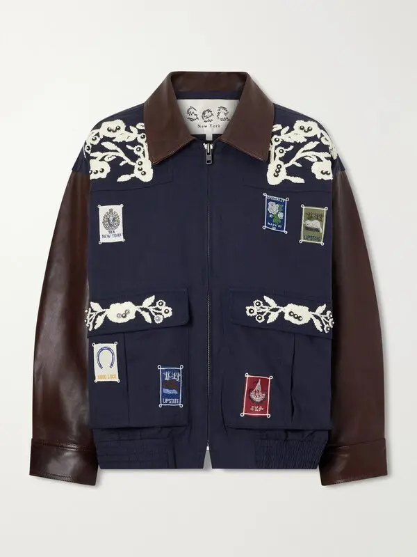 Sea Georgie Embroidered Cotton-canvas And Leather Jacket - Blue