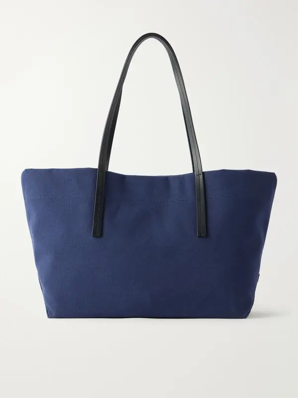 KALLMEYER Driving' Leather-trimmed Canvas Tote - Blue