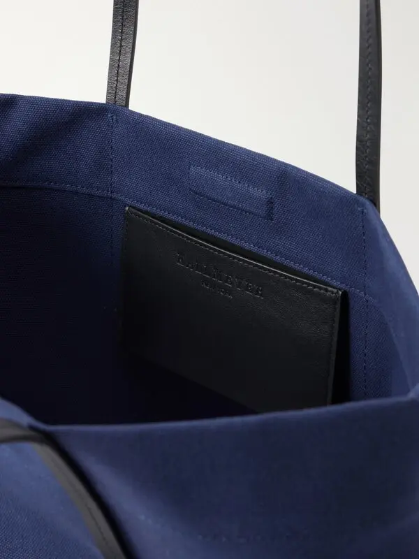 KALLMEYER Driving' Leather-trimmed Canvas Tote - Blue