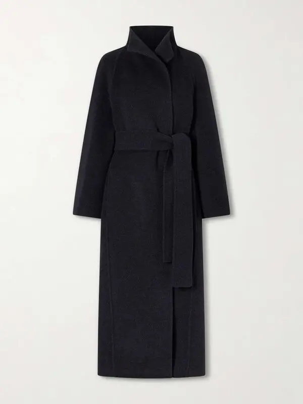 Khaite Romare Belted Wool Long Coat - Black