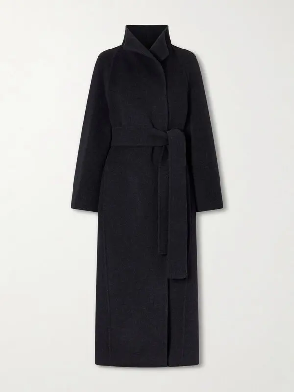 Khaite Belted Wool Long Coat - Black
