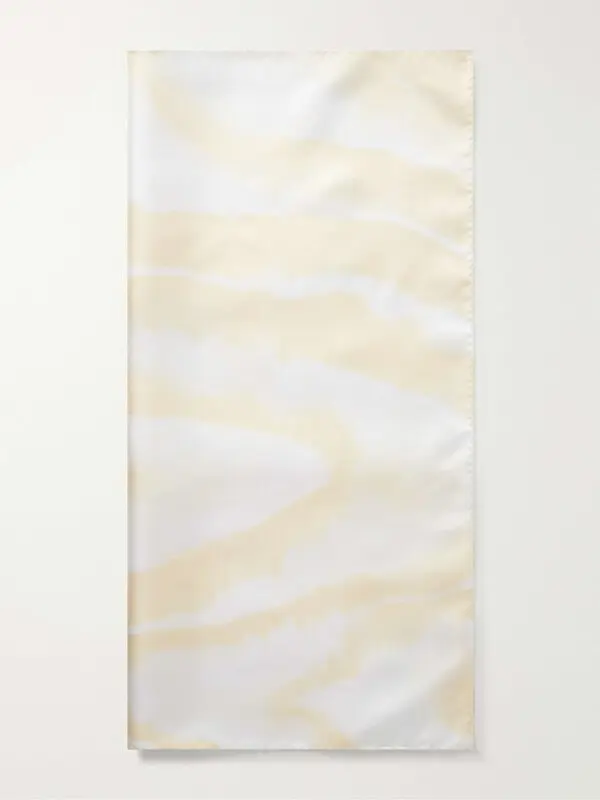 KALLMEYER Oil Moire Printed Silk-twill Scarf - Cream