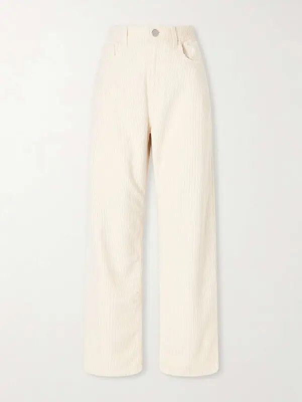 RÓHE Bruun Cotton-corduroy Wide-leg Pants - Off-white