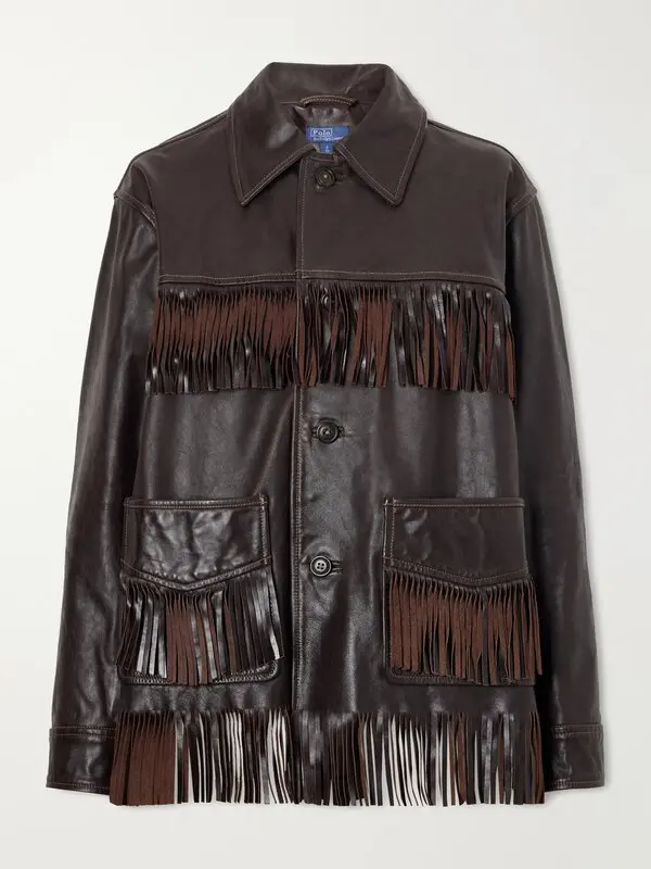 Polo Ralph Lauren Fringed Leather Jacket - Brown