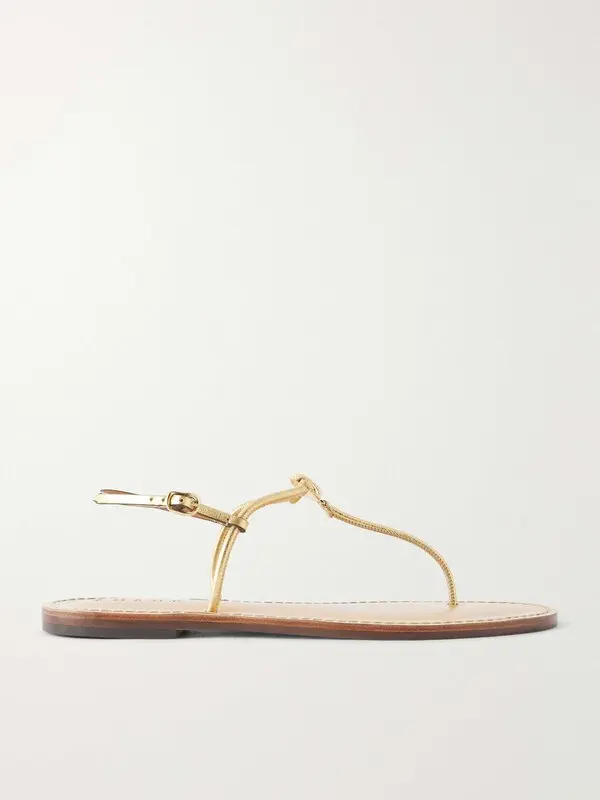 AMANU The Naivasha Embellished Leather Sandals - Gold
