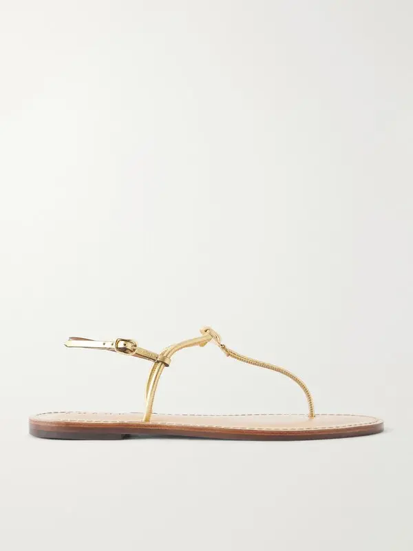 AMANU The Naivasha Embellished Leather Sandals - Gold