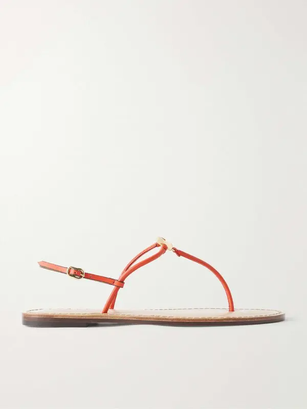 AMANU The Naivasha Embellished Leather Sandals - Orange