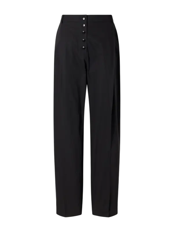 ST. AGNI Pleated Wool Wide-leg Pants - Black