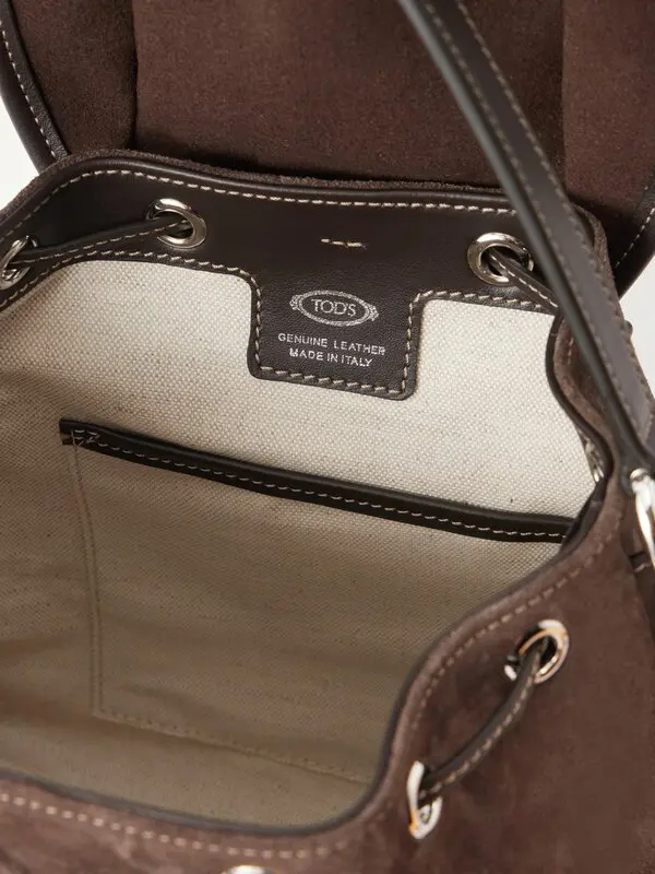 TOD'S Tim Zaino Mini Leather-trimmed Suede Shoulder Bag
